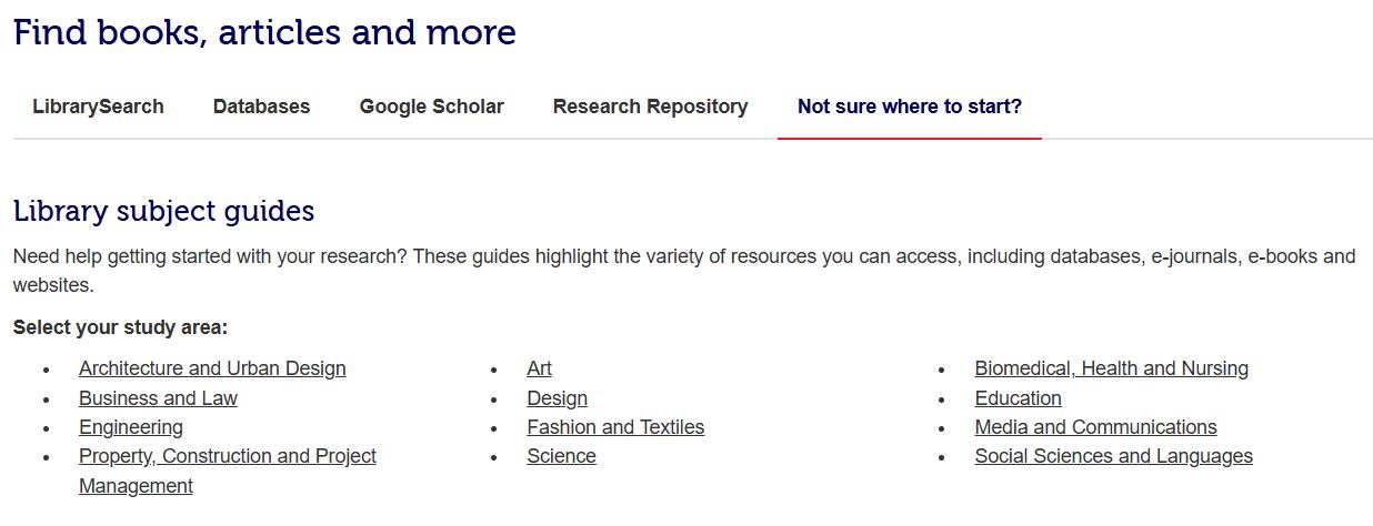 Selecting resources to search – Research and Writing Skills for Masters Level Students